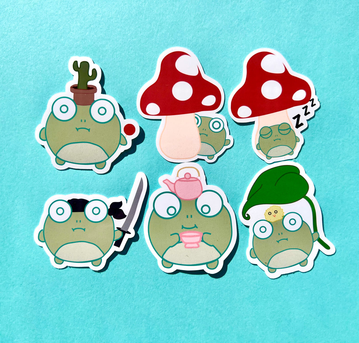 Frogs doing frog things sticker pack – Frog and Fern Studios